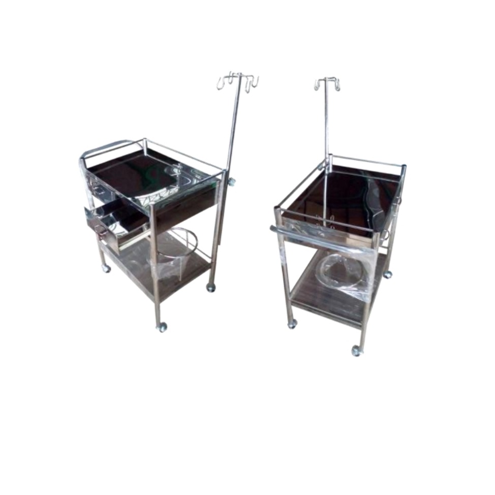 Jual Trolley Dressing 2 Rak + Tiang Infus Stainless Steel - Troli ...