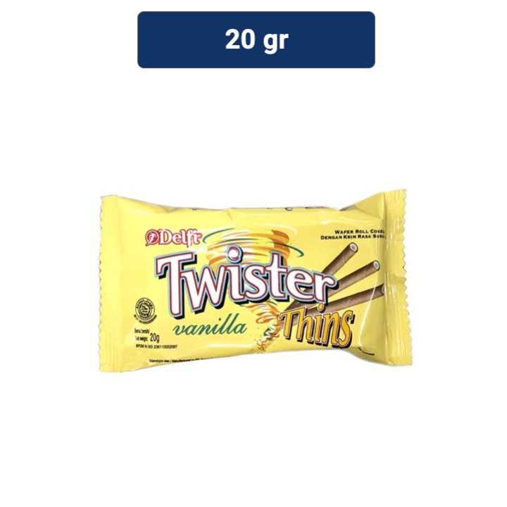 Jual Delfi Twister Wafer Roll Thin Cokelat Vanilla 20 gr | Shopee Indonesia