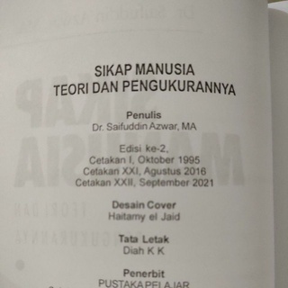 Jual Sikap Manusia Teori Dan Pengukurannya - Saifuddin Azwar - BUKU ...