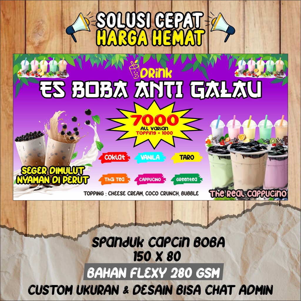 Jual Spanduk/Banner/Backdrop Minuman Boba Cappucino cincau/Spanduk ...
