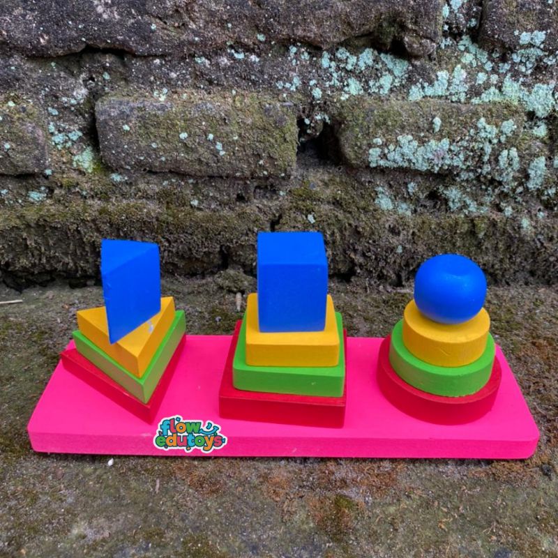 Jual MAINAN EDUKASI MENARA SUSUN KAYU 3 BENTUK GEOMETRI / MENARA ...