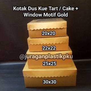 Jual Kotak Kue Tart / Box Cake Motif Gold 25x25 cm / Dus Kue Tar Ulang ...