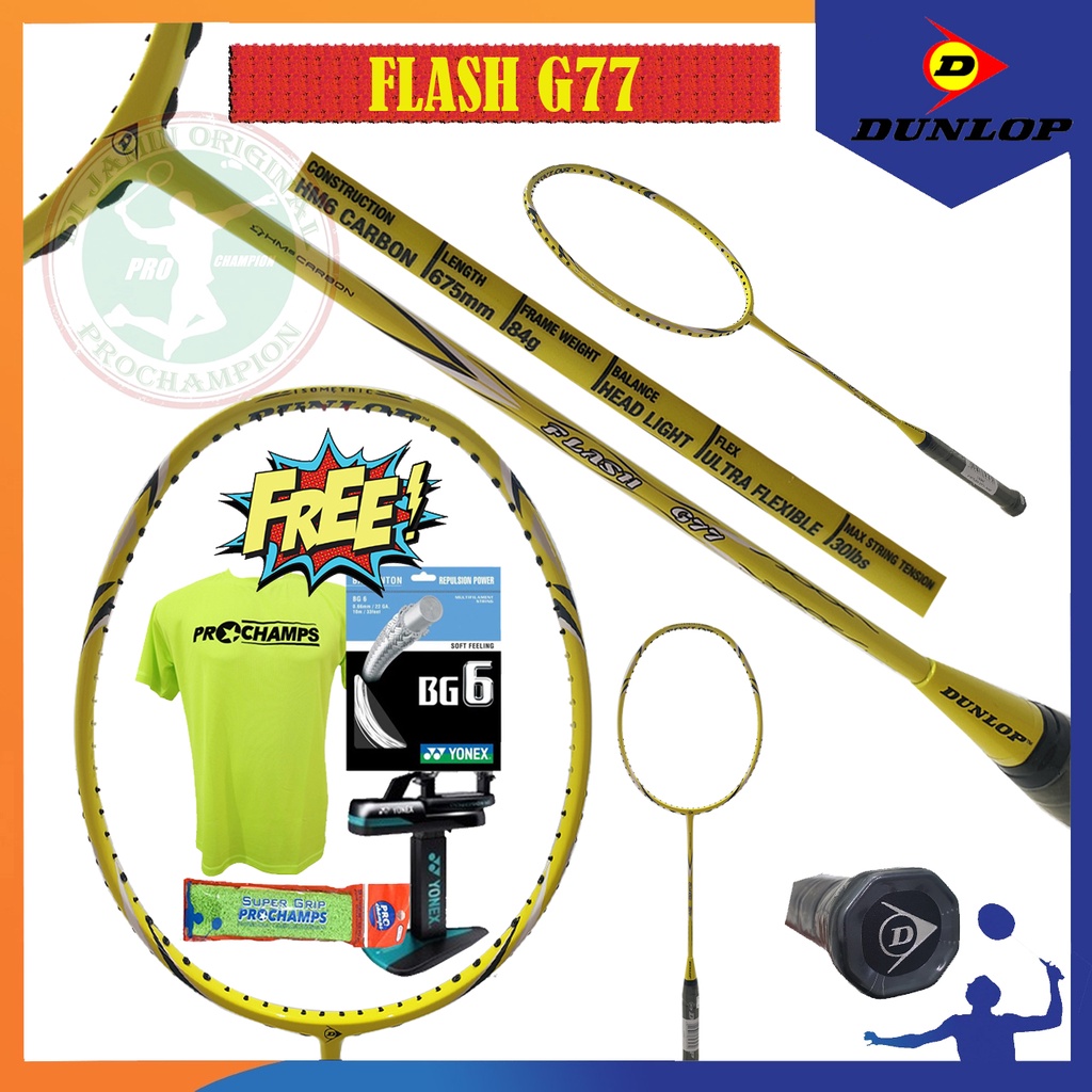 Jual DUNLOP FLASH G77 / FLASHG77 RAKET BADMINTON ORIGINAL | Shopee Indonesia