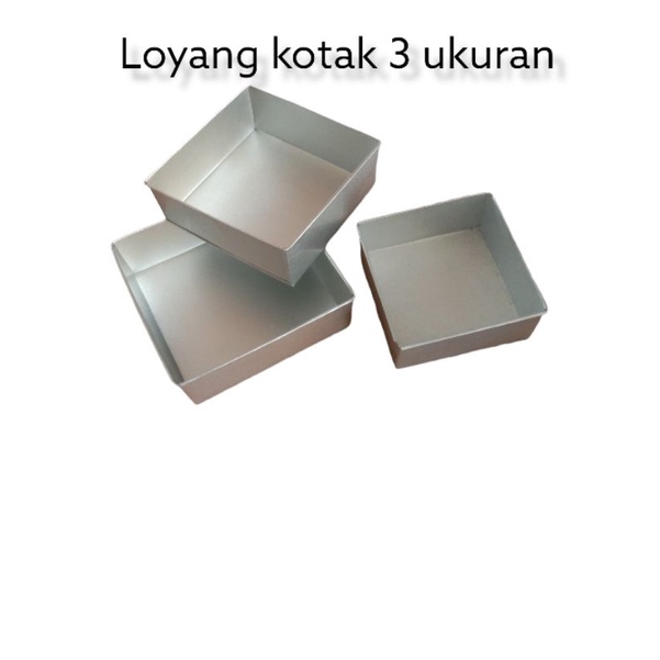 Jual loyang kotak loyang persegi baking pan tiga ukuran dan ukuran ...