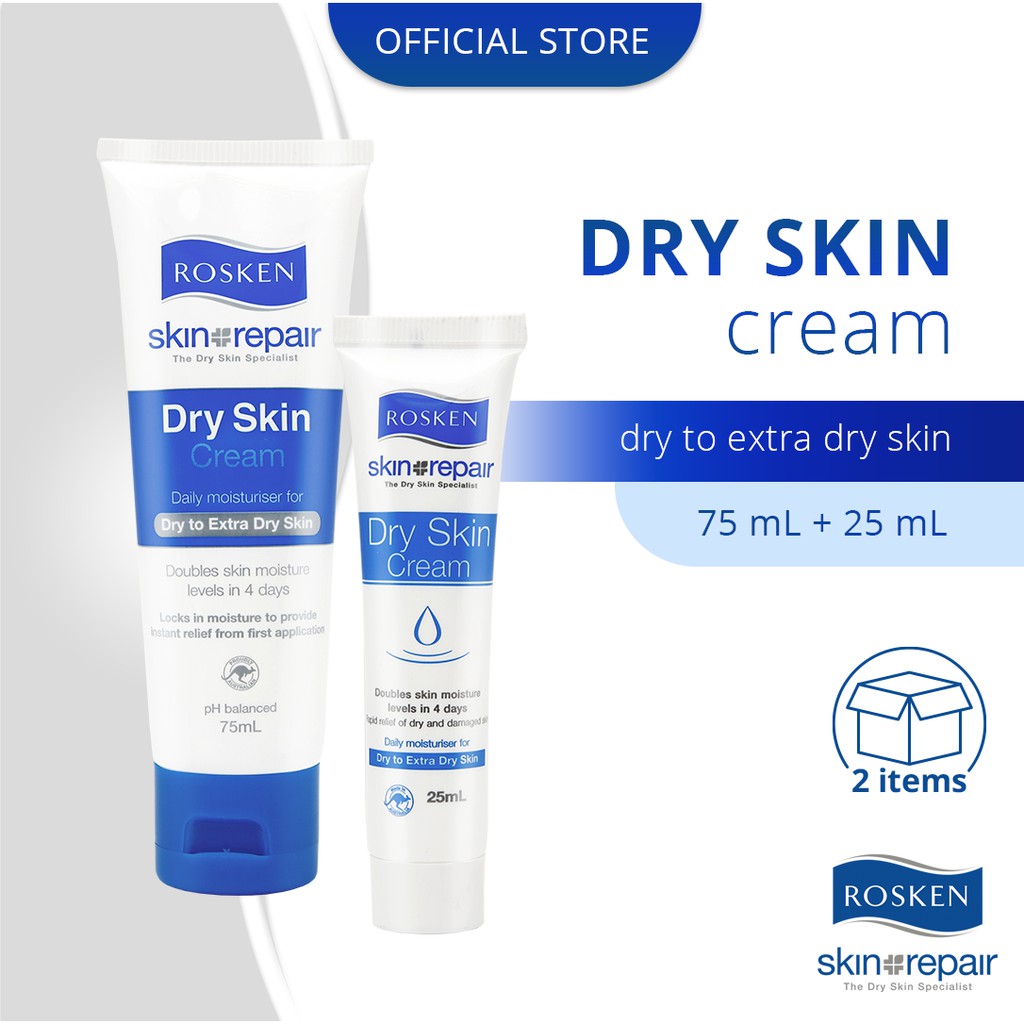 Jual Rosken Dry Skin Cream 25ML + Rosken Dry Skin Cream 75ML Indonesia ...