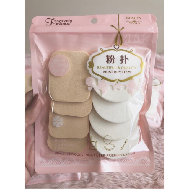 Jual Sponge puff bedak spons wajah foundation 1 set isi 8 biji | Shopee ...