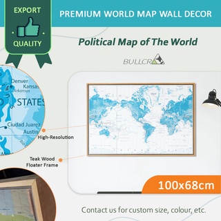 Jual Peta dunia PREMIUM world map hiasan dinding custom ukuran besar ...