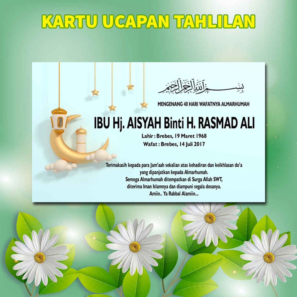 Jual Kartu Ucapan Tahlilan Mengenang 40 hari / 100 hari / 1 tahun ... Jual Kartu Ucapan Tahlilan Mengenang 40 hari / 100 hari / 1 tahun ...