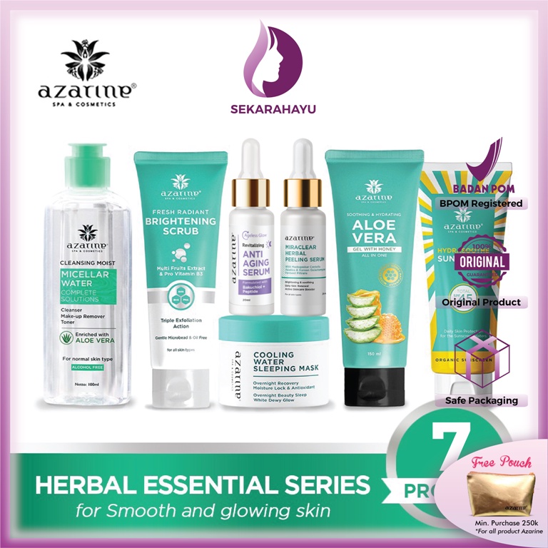 Jual AZARINE HERBAL ESSENTIALS SERIES - AHA BHA Peeling Serum, Sunscreen Gel, Micellar Water ...