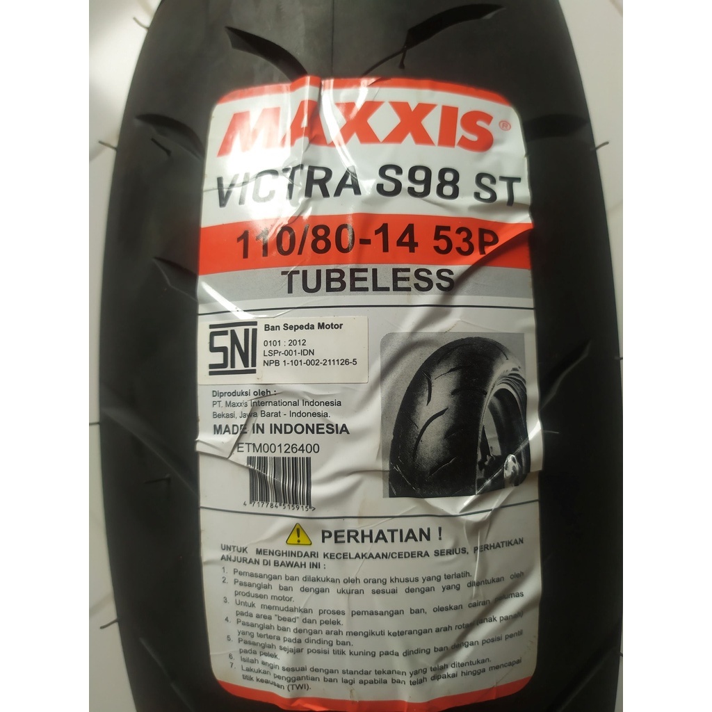 Jual Maxxis VICTRA S98 ST 110/80-14 Ban Motor Matic Tubeless Vario Beat ...