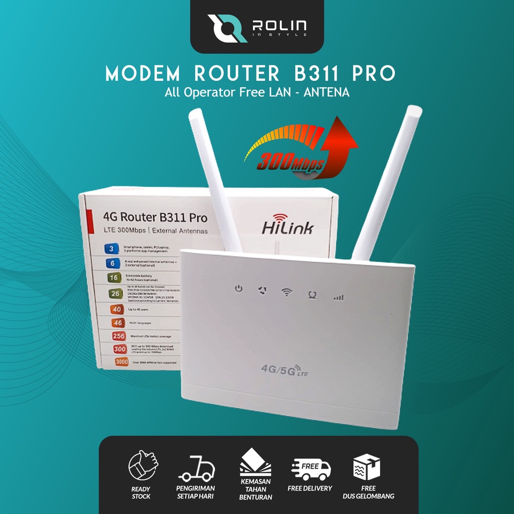 Jual Router Modem B311 PRO 300Mbps 5G/4G All Operator FREE LAN & ANTENA | Shopee Indonesia