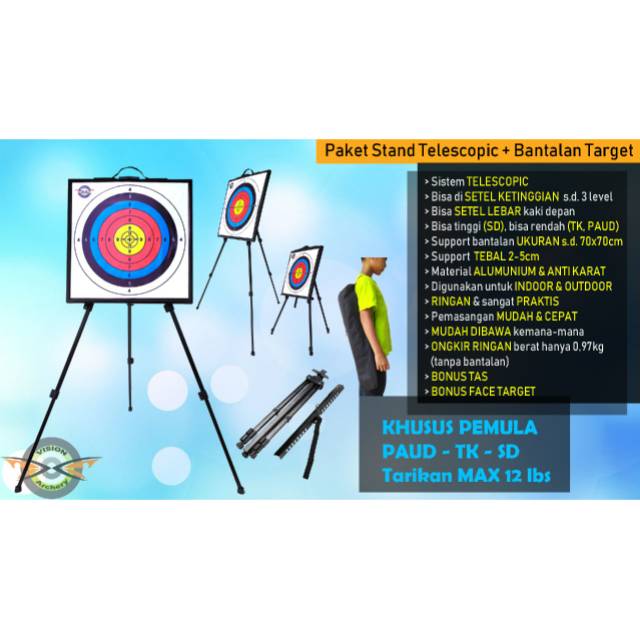 STAND TARGET PANAH TELESCOPIC Standing Cagrak Kaki Penyangga Panahan ...