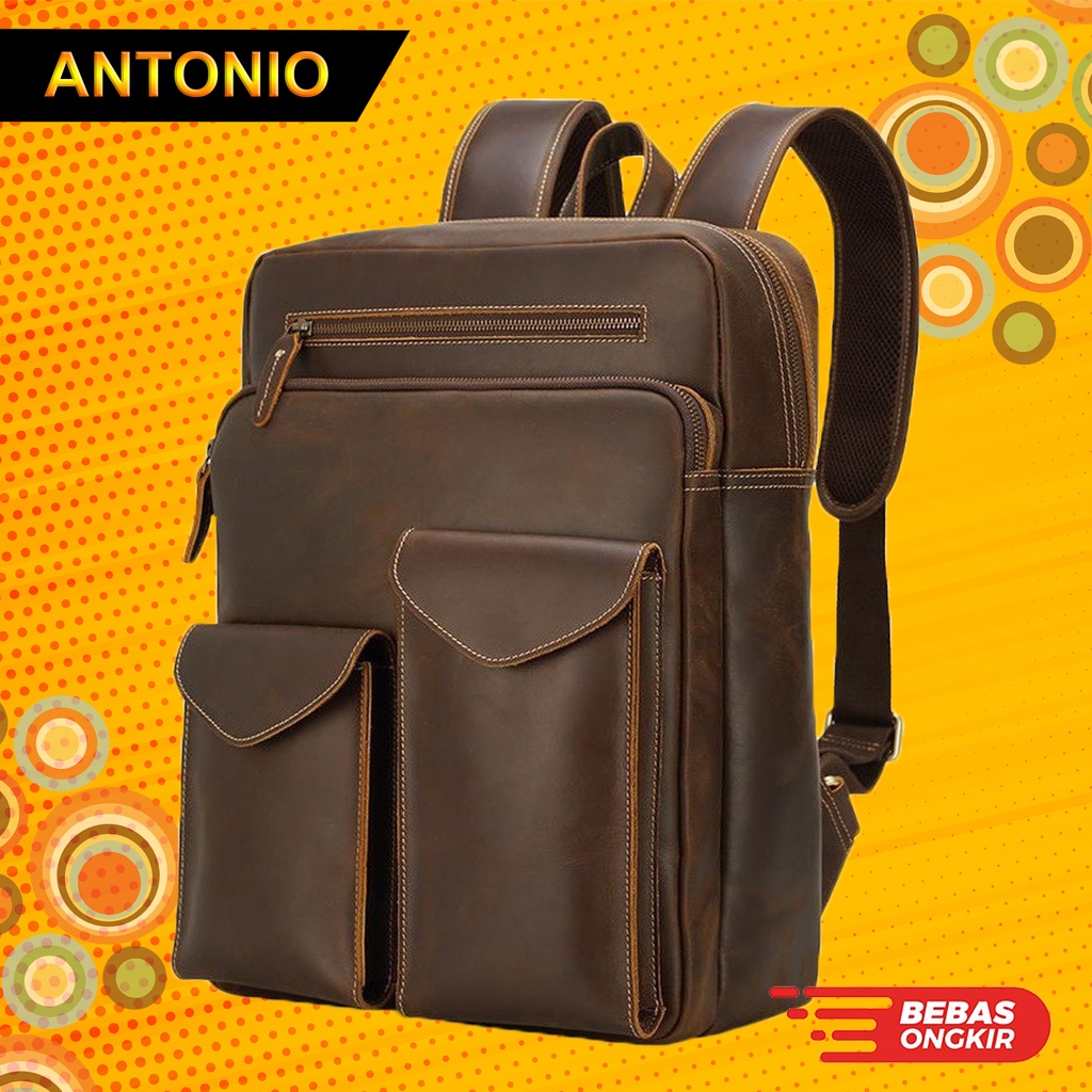 Jual Tas Ransel Pria Kulit Asli Crazy Horse Leather - ANTONIO by ...