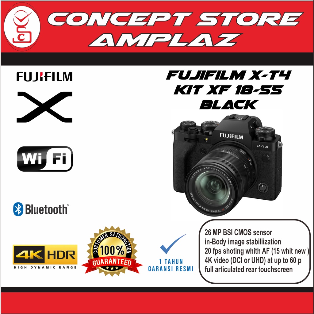 Jual Fujifilm X-T4 Kit XF 18-55mm . Fujifilm XT4 Kit XF 18-55mm Black | Shopee Indonesia