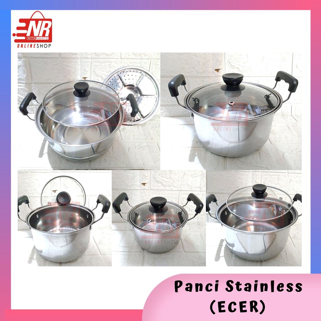 Jual Panci Stainless Tutup Kaca+Steamer / Panci Kukus / Panci Kuah ...
