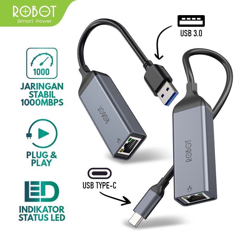 Jual ROBOT Ethernet Adapter USB 3.0 EA20 / Ethernet Adapter Type-C ...