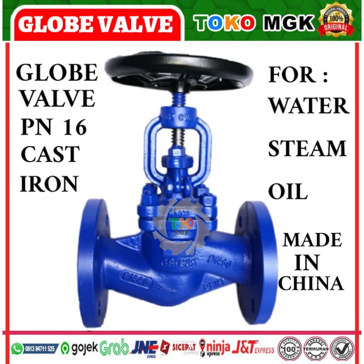 Jual DN100 4" INCH PN16 GLOBE VALVE STEAM CAST IRON ORIGINAL HARGA ...
