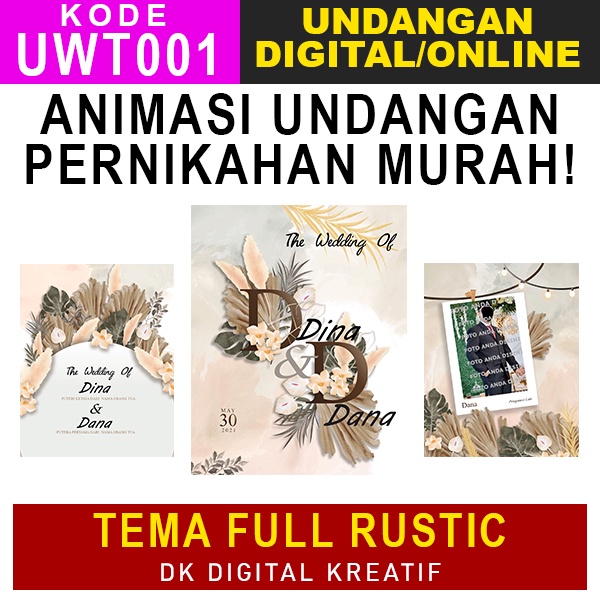 Jual Undangan Digital Video Pernikahan Tema Full Rustic | Shopee Indonesia