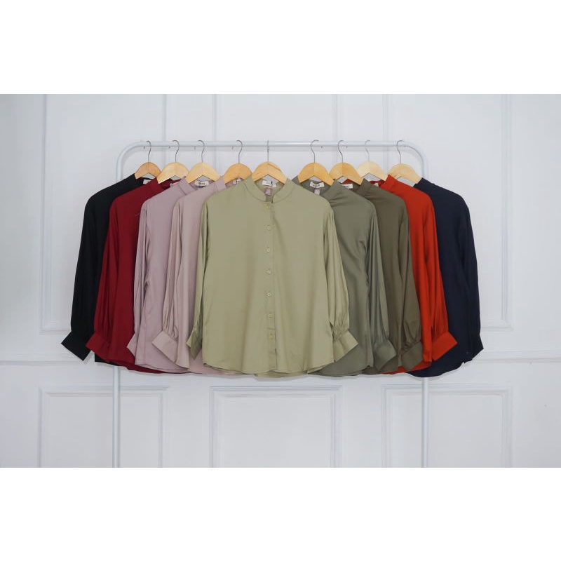 Jual kemeja cewek/kemeja polos elegan/kemeja rayon premium/atasan ...