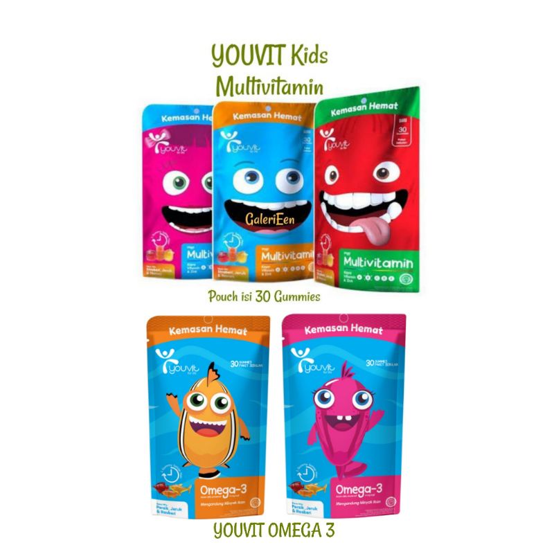 Jual YOUVIT KIDS OMEGA 3 MULTIVITAMIN ANAK ISI 60 / 30 / 7 GUMMY POUCH ...