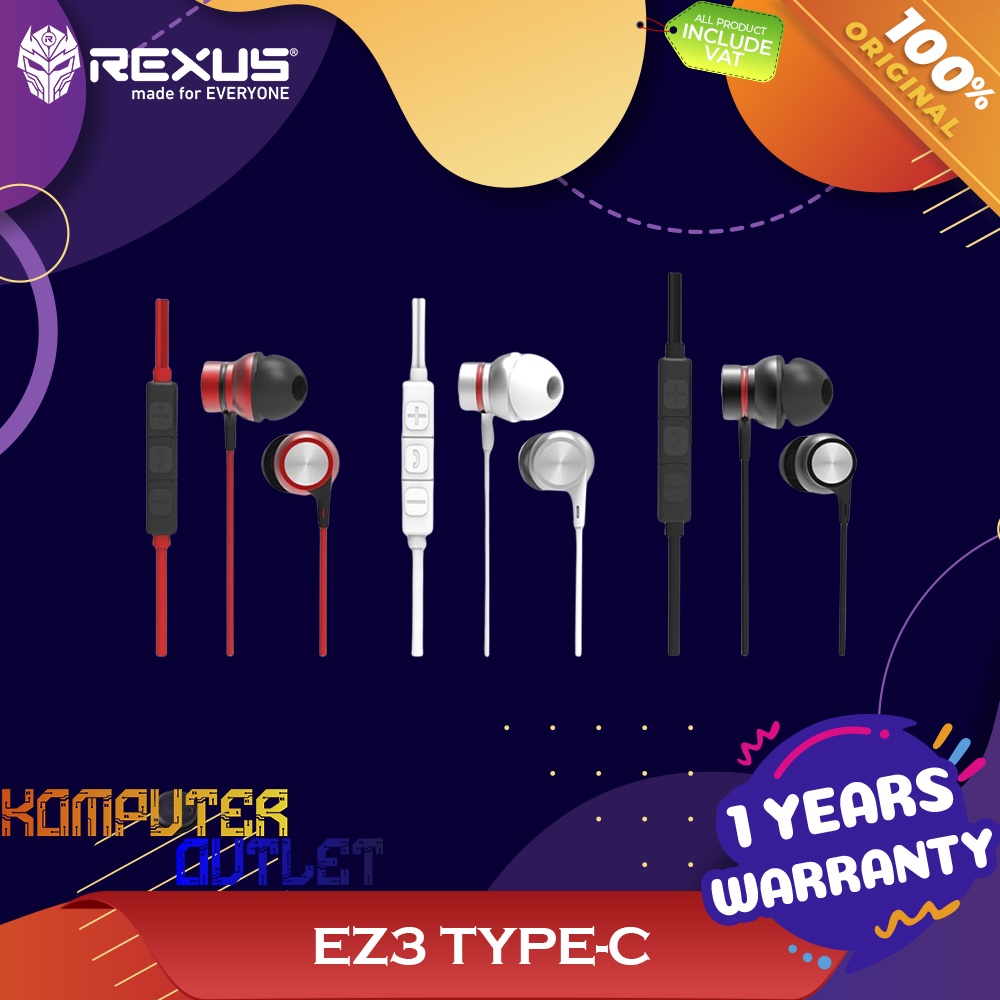 Jual REXUS EARPHONE EZ3 TYPE C CONNECTOR WITH MIC Indonesia|Shopee ...