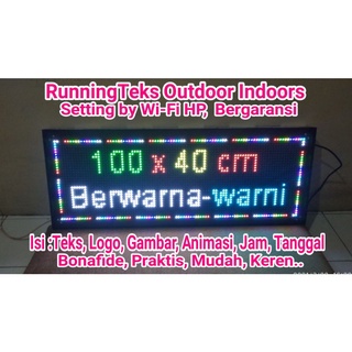 Jual running teks berwarna 100x40 cm setting by Wi-Fi HP, outdoor ...
