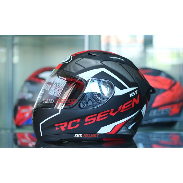 Jual Helm Full Face KYT RC7 RC Seven Motif Seri 18 Black Matt Red Merah ...
