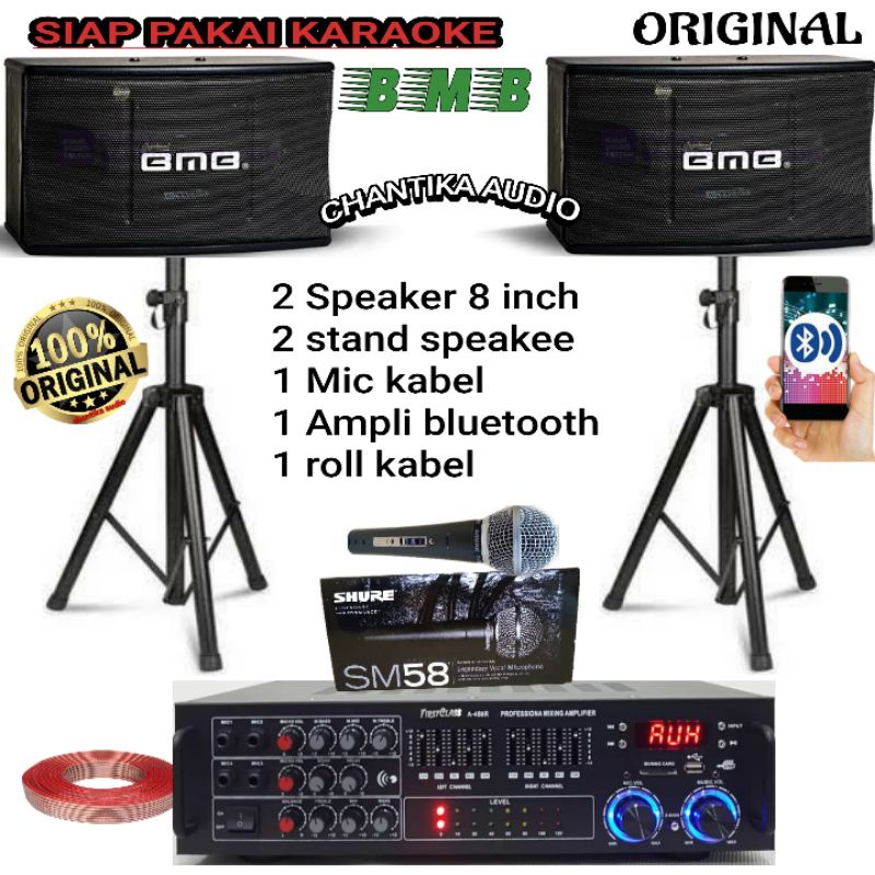 Jual PAKET SOUND KARAOKE BMB 8 INCH CS 350 V SPEAKER BMB AMPLI BLUETOOTH PAKET SPEAKER KARAOKE ...