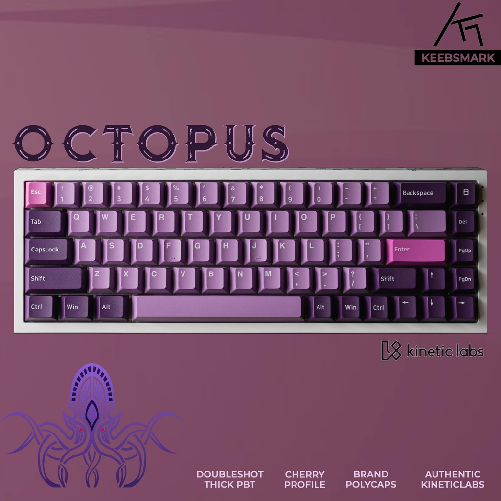Jual Keycaps KineticLabs Octopus Cherry Profile PBT Doubleshot Keyboard ...