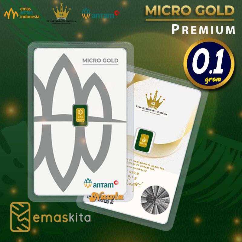 Jual Antam Emaskita 0.1 gram Micro Gold Premium Emas Murni 24 Karat ...
