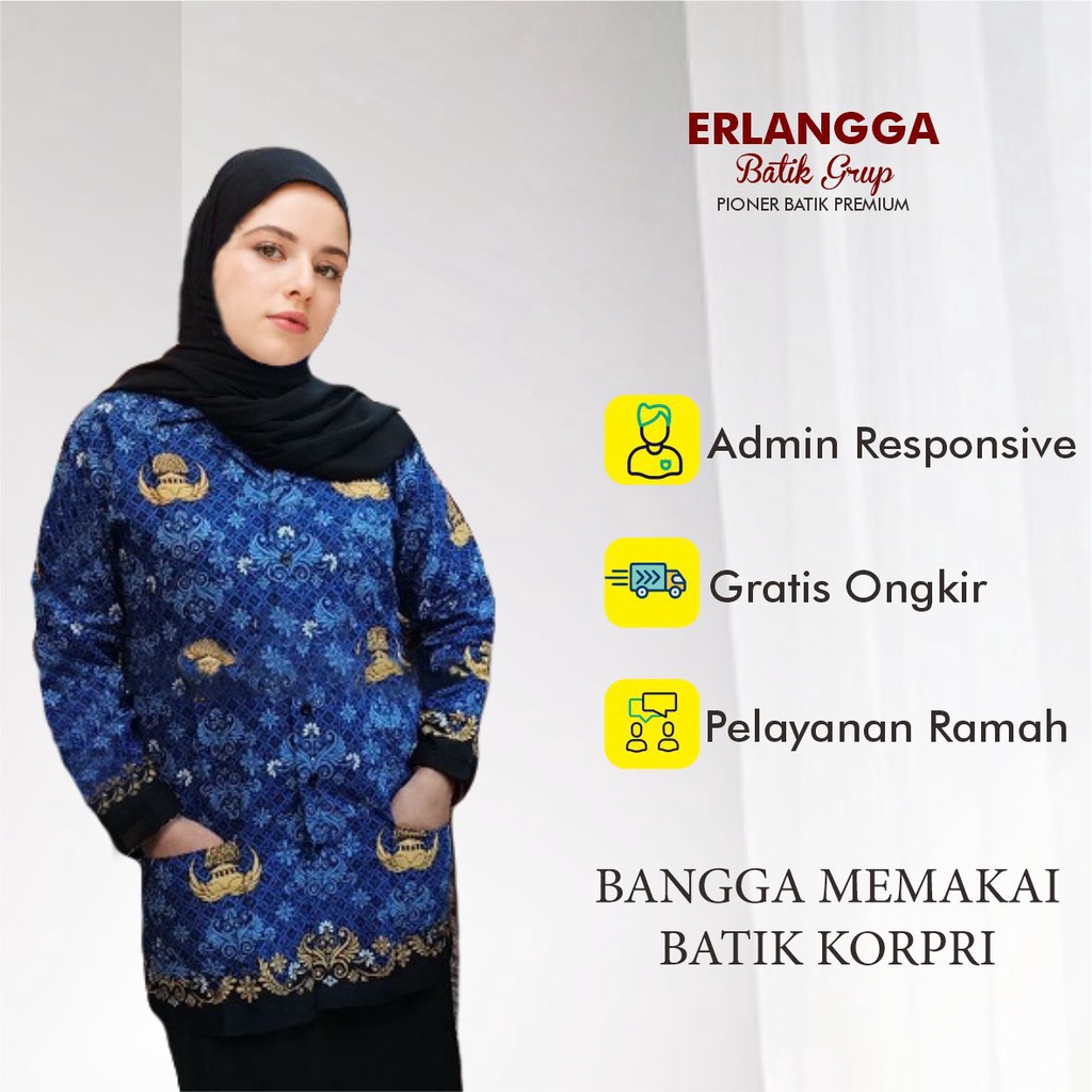 Jual Baju Korpri Wanita Terbaru Masakini Original Full Furing Elegan Baju Batik Tunik Wanita ...