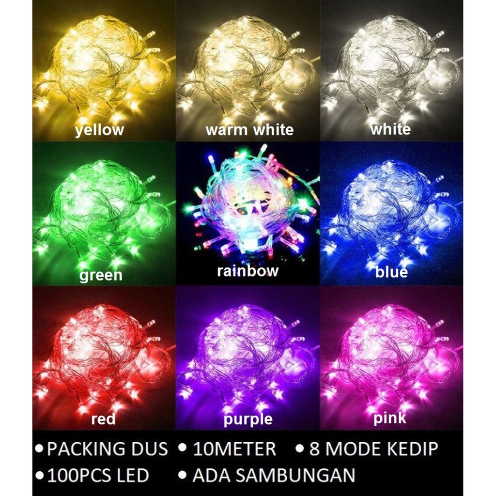 100 LED 10 METER Lampu Natal led tumblr | tumblr light | lampu hias led ...