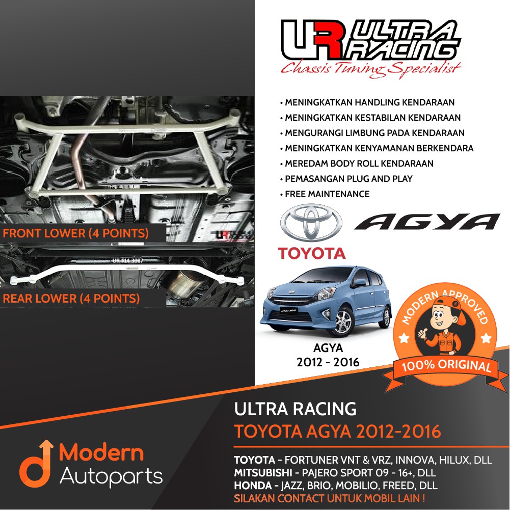 Jual PAKET Stabilizer Ultra Racing Agya 12-16 Front Lower & Rear Lower ...