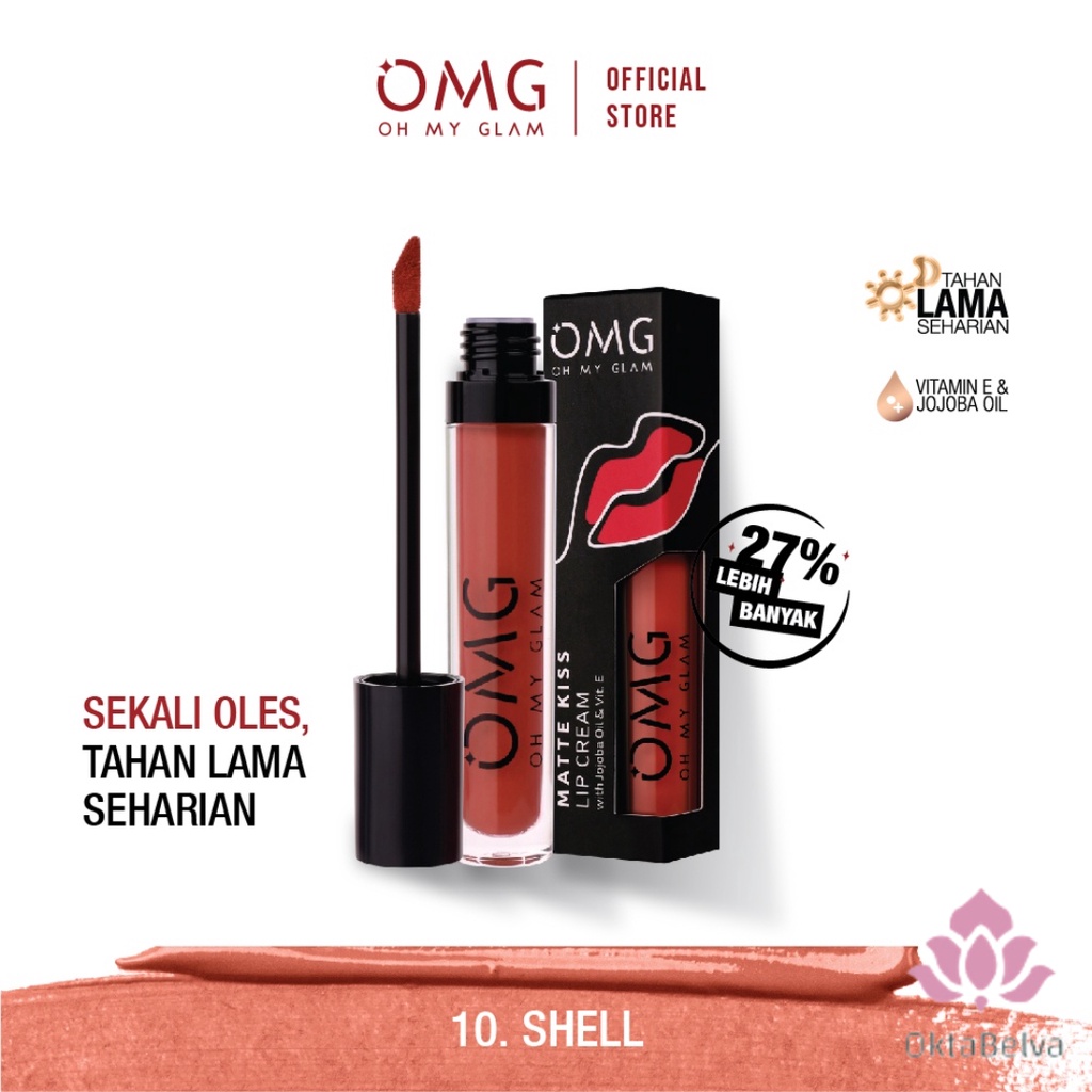 Jual OMG OH MY GLAM Matte Kiss Lip Cream 10 Shell | Warna Intense ...