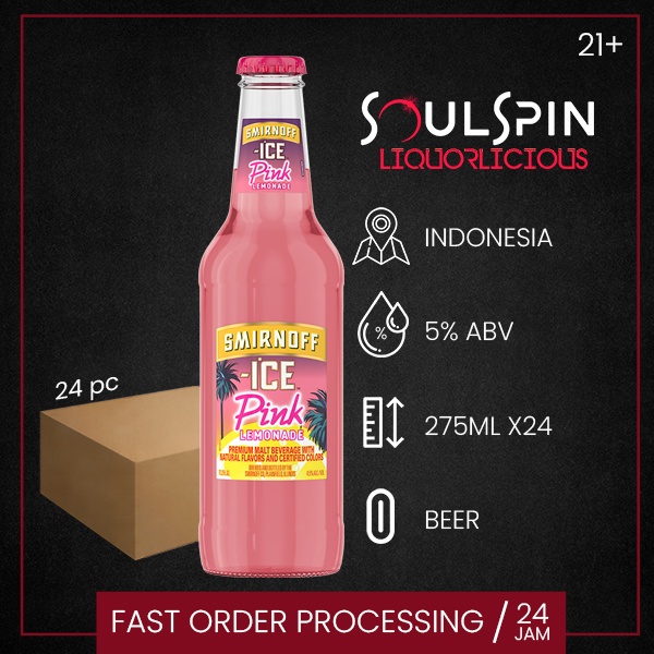Jual Smirnoff Ice Pink Lemonade 275ml [ dus isi 24 botol ] | Shopee ...