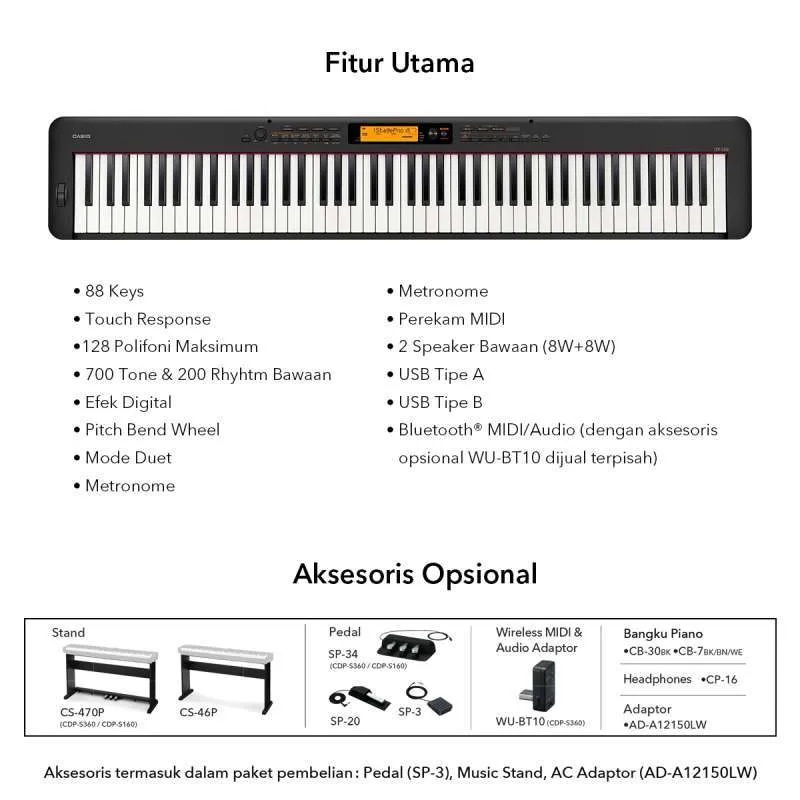 Jual Casio CDPS360 / CDPS 360 / CDP S360 / CDP-S360 Digital Piano | Shopee Indonesia