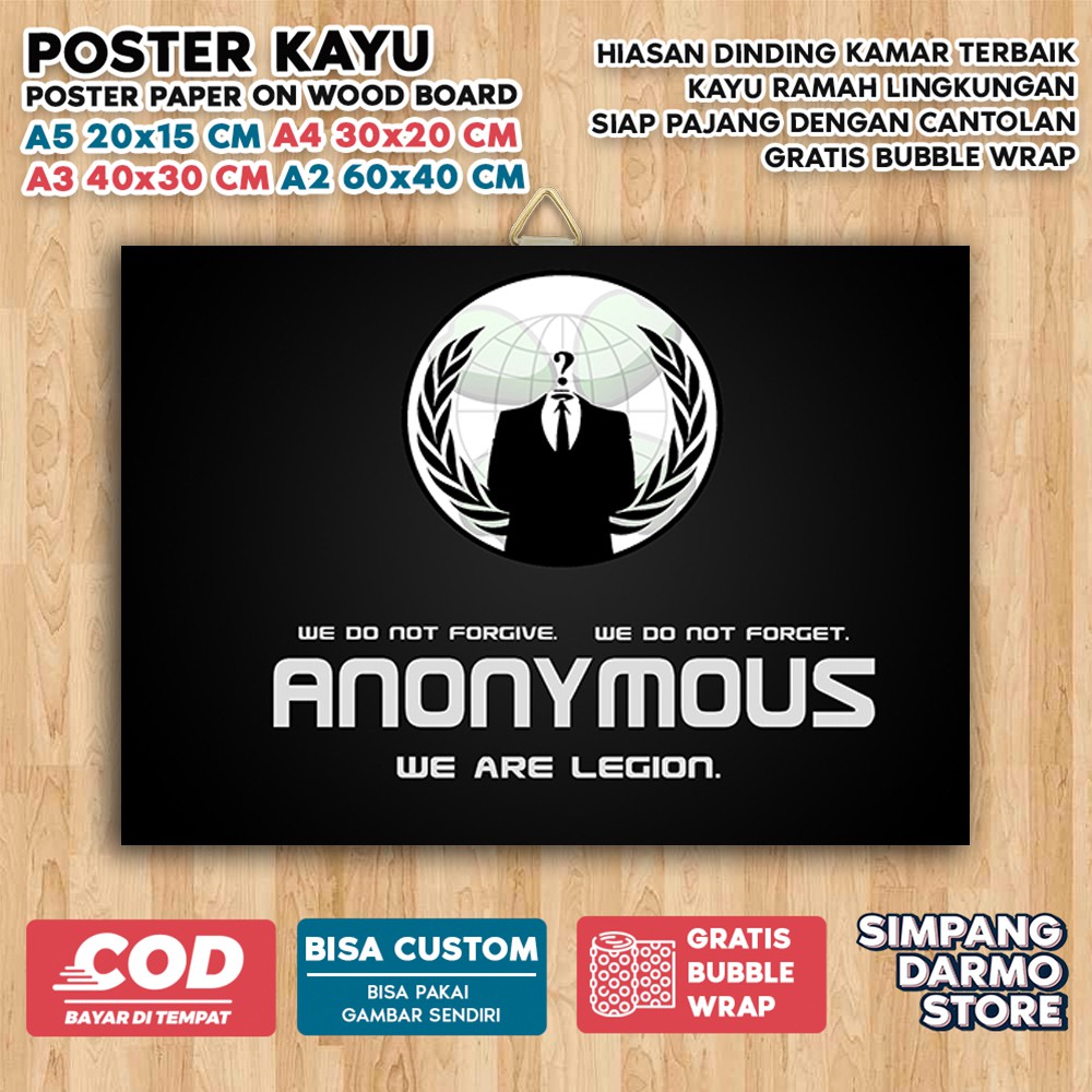 Jual Poster Kayu Dark Aesthetic Topeng Anonymous Hacker Vendeta Heker ...