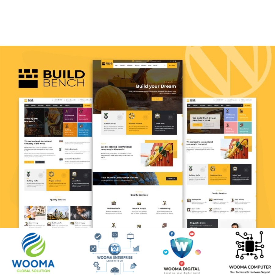 Jual Template WP Construction Building Theme Buildbench - Wooma Enterprise | Shopee Indonesia