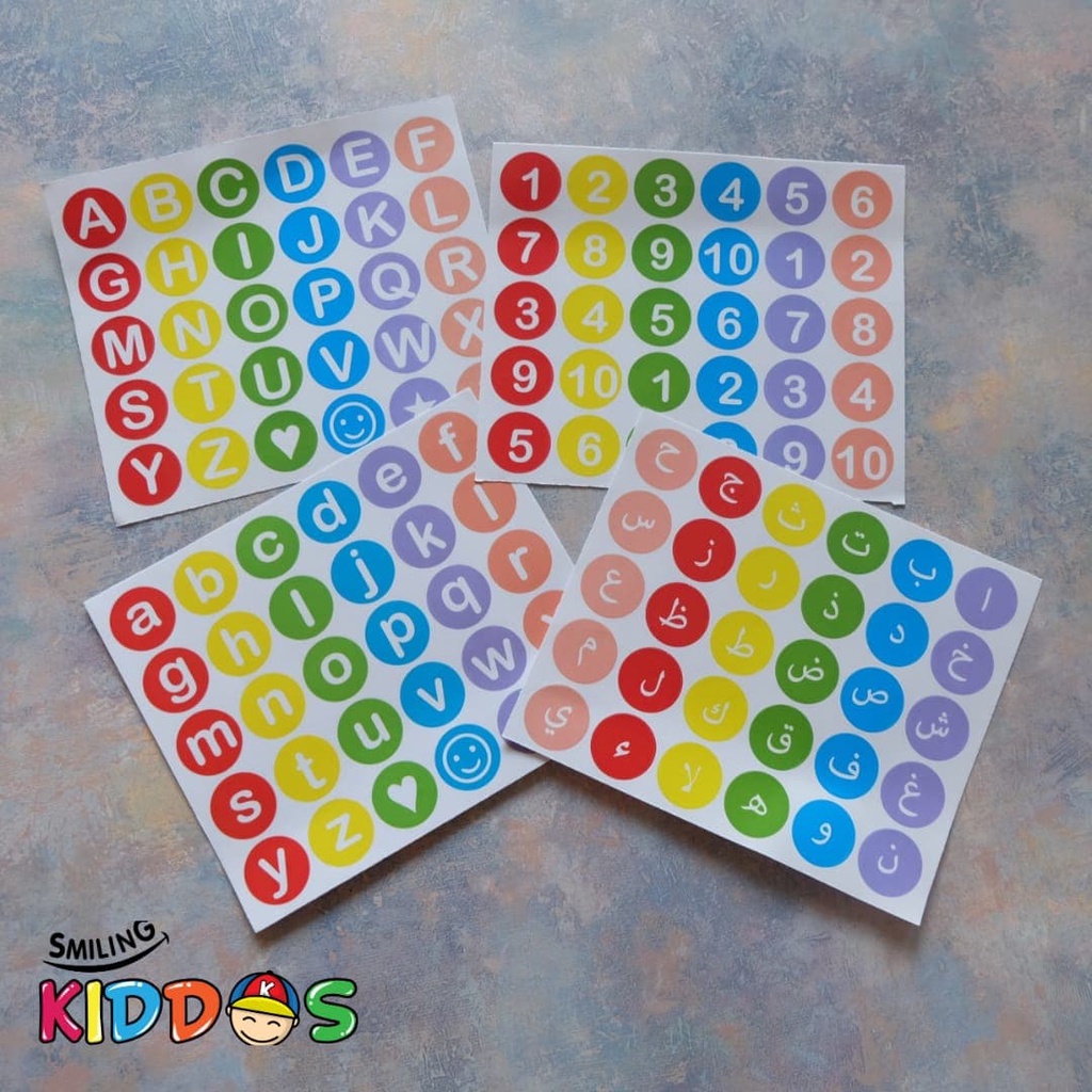Jual SK STICKER BULAT 30 - Sticker Angka Hijaiyah Huruf Besar Huruf ...