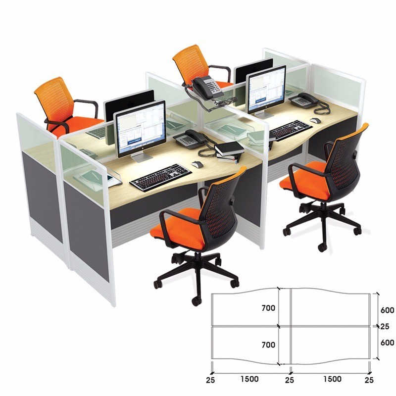 Jual Meja kantor partisi kantor meja kerja Indachi configurasi 4 staff ...