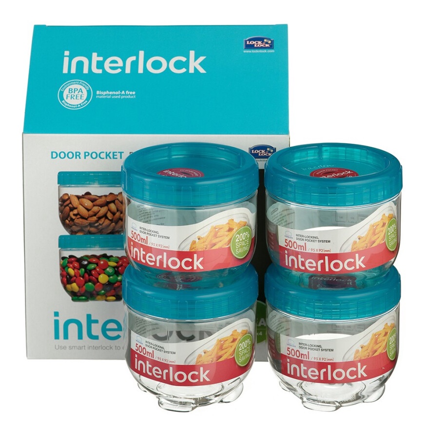 Jual Food Storage LOCK & LOCK Interlock Container 4 in 1 500ml | Shopee ...