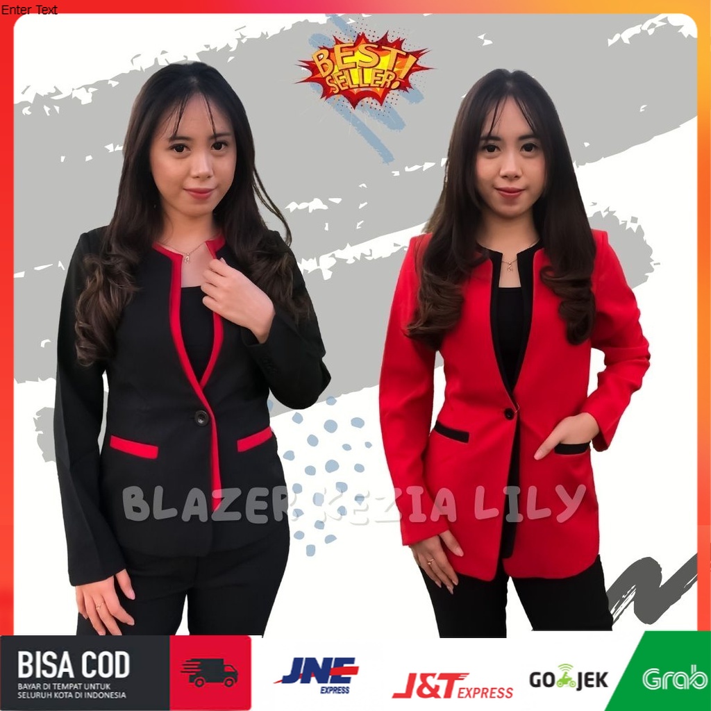 Jual [ PREMIUM ] BLAZER HITAM / MERAH WANITA KERJA KANTOR FURING BAJU ...