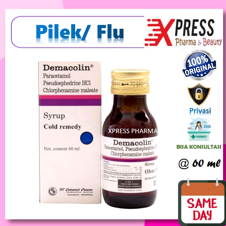 Jual ⚡XPRESS⚡ DEMACOLIN SIRUP 60 ml Obat batuk Pilek Flu Demakolin ...