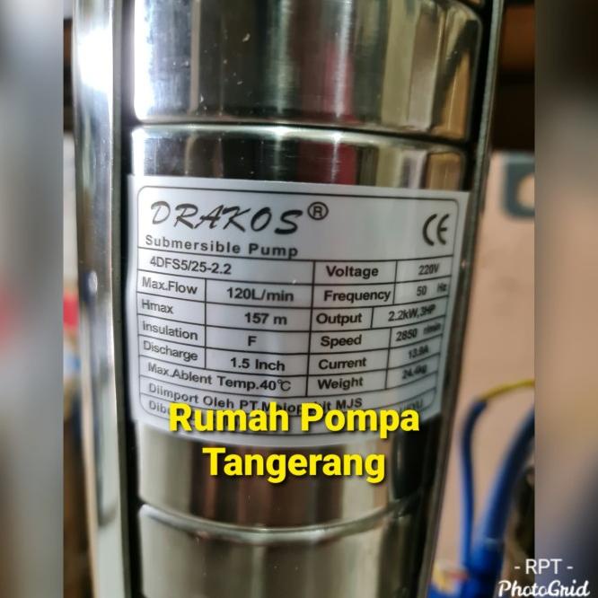 Jual Pompa Satelit Drakos 3Hp 1Phase 4Dfs5-25 Pipa Sumur 4 Inch ...
