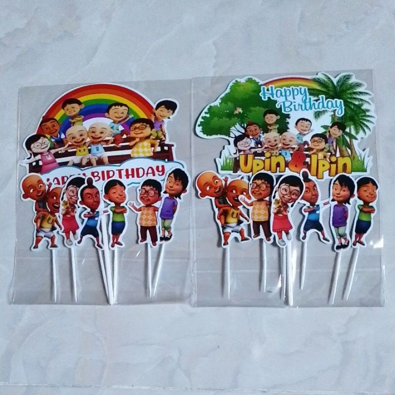 Jual Topper ulang tahun/hiasan kue tart UPIN-IPIN | Shopee Indonesia