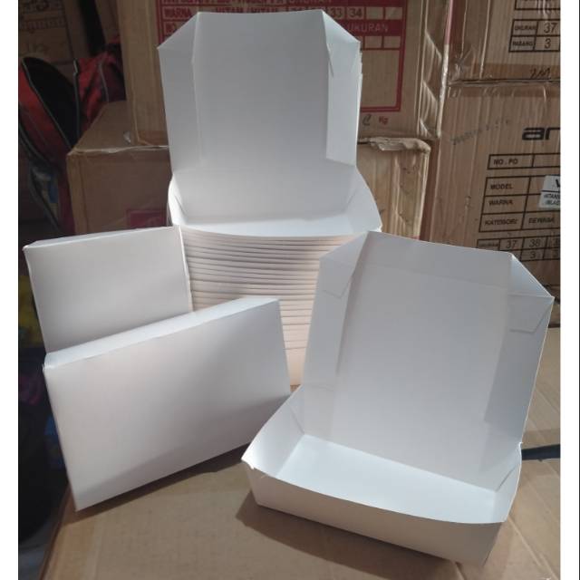 Jual Paper lunch box putih Large full laminasi tahan air minyak ...