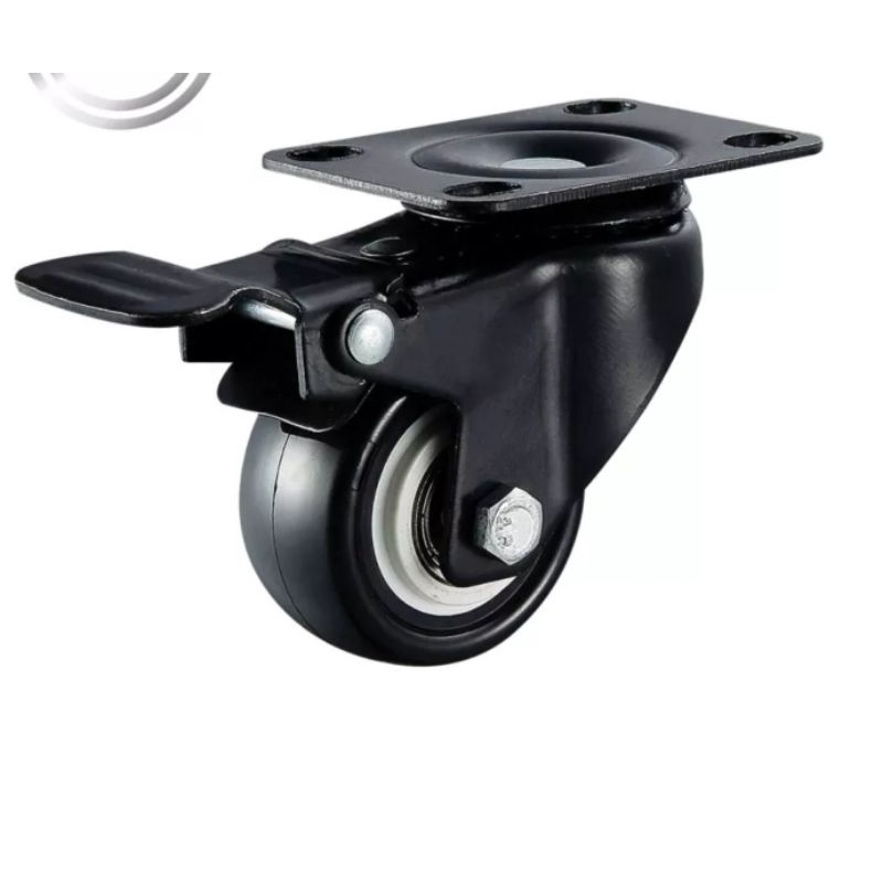 Jual Roda lemari roda kecil 2 inch plat ball bearing putar+rem | Shopee ...