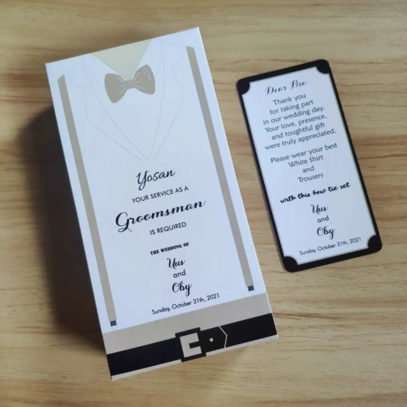 Jual Box Dasi Groomsmen Free Card (Wajib Order Kelipatan 3) | Shopee ...