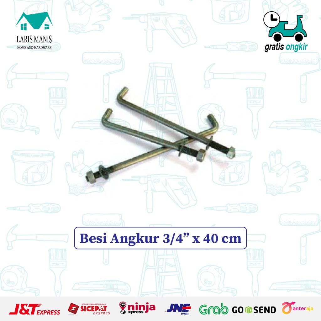 Jual BESI ANGKUR BAUT ANCHOR ANGKUR L BAJA HITAM BETON 3/4 PANJANG 30 ...