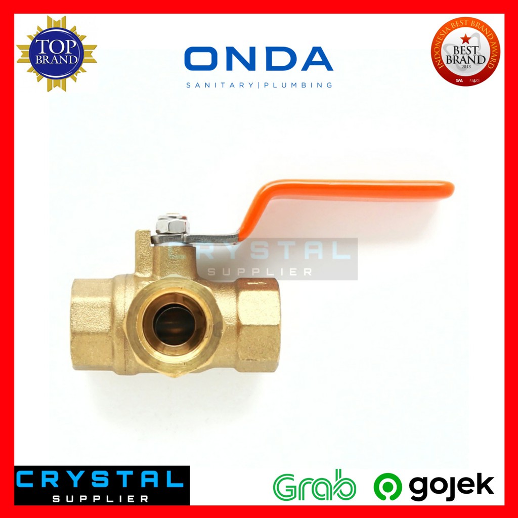 Jual BALL VALVE 3 WAY ONDA 3/4" inch Kuningan / Kran Three Way / Triway ...